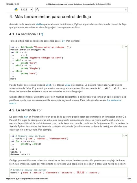 4 más herramientas para control de flujo — documentación de python 3
