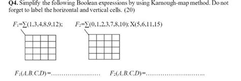 Solved Q4 Simplify The Following Boolean Expressions By