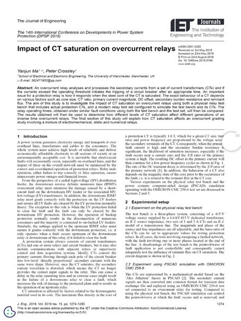 Impact Of Ct Saturation On Overcurrent Relays Pdf Creative Commons