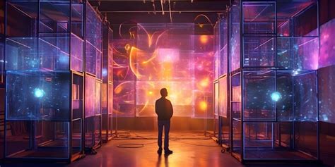 Premium AI Image Quantum Entanglement Experiment A Scientist In A Hightech Laboratory Observes