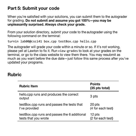 Solved Part 5 Submit Your Code When Youre Satisfied With