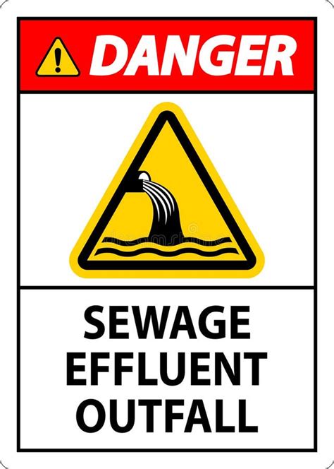 Water Safety Sign Danger Sewage Effluent Outfall Stock Vector