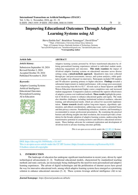 pdf improving educational outcomes through adaptive learning systems