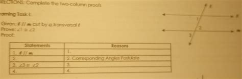 solved irections complete the two column proofs caning task i given