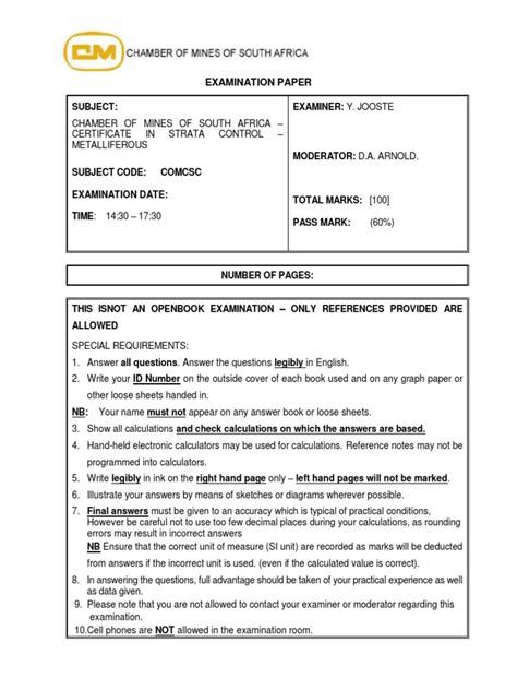 Strata Control Certificate Exam Paper Pdf Science And Mathematics