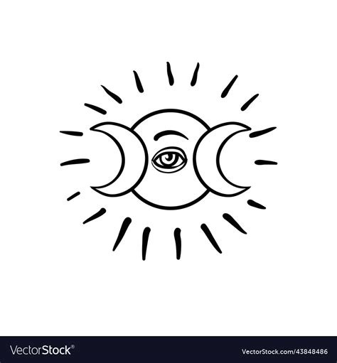 Moon Symbol Tattoo Style Royalty Free Vector Image