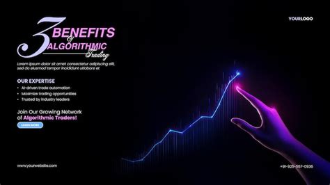 Scalping Algorithms Graphs Banner Template With Hand Touches Growth Graph With Blue And Purple