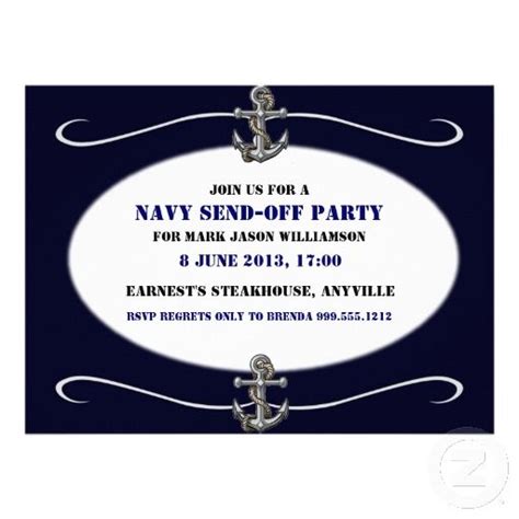 Navy Party Invitations With Anchor Design Navy Send Off Party Ideas