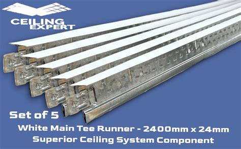 5pcs White Suspended Ceiling Suspension Grid Main Tee Runner Section