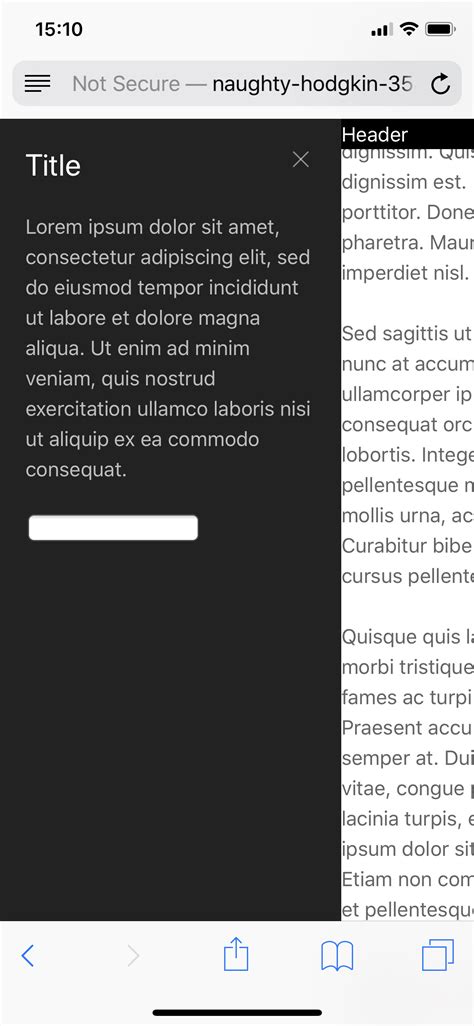Offcanvas Element Displaces Sticky Element In Push Mode Mobile Devices