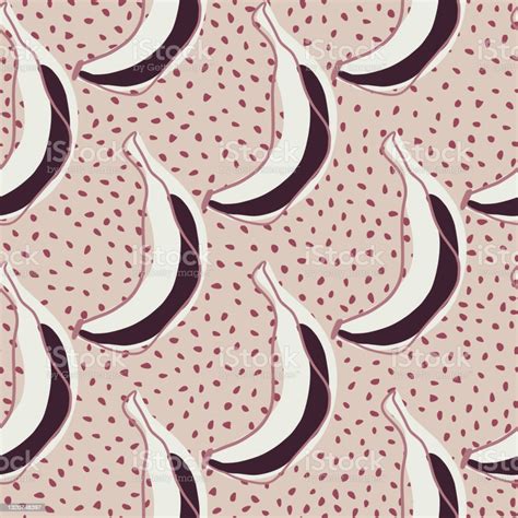 회색 간단한 바나나 과일 요소와 유기농 식품 원활한 패턴 옅은 분홍색 점선 배경 건강한 식생활에 대한 스톡 벡터 아트 및 기타 이미지 건강한 식생활 고풍스런 과일