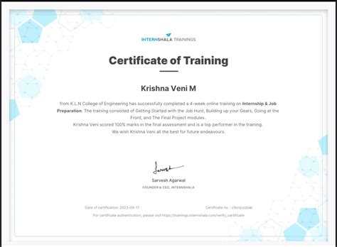 Krishna Veni On Linkedin Excited To Share That Ive Completed The Online Training On Internship