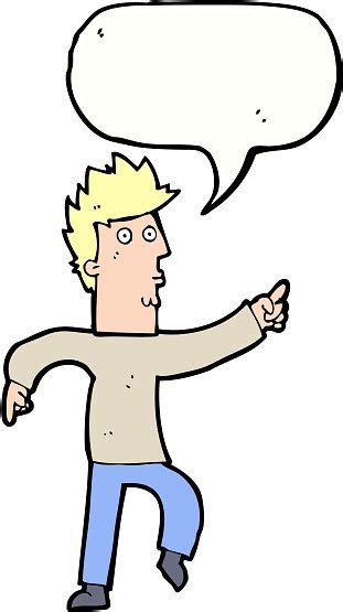말풍선이 있고 손으로 가리키는 걱정스러움 남자 말풍선을 가리키기에 대한 스톡 벡터 아트 및 기타 이미지 가리키기 거친