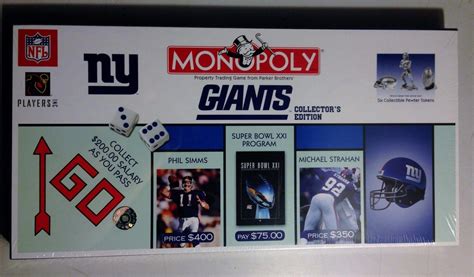 New York Giants Monopoly Game Board Collectors Edition Nib 1726793707