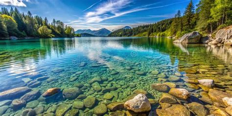 Crystal Clear Water In Lake Rocky Shore Clear Water Ai Generated