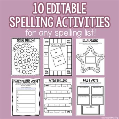 Editable Spelling Activities Customizable Spelling Activities Any List