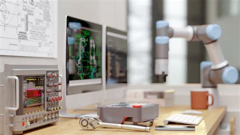 3d Computer Generated Image Cobot In Lab Stock Illustration