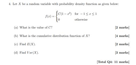 Solved Let X Be A Random Variable With Probability Chegg