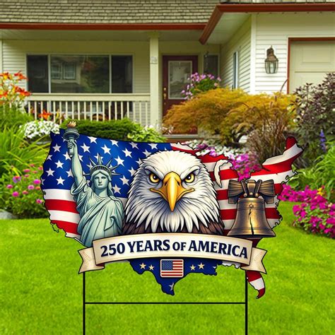America 250th Anniversary Yard Sign Cutout 1776 2026 Patriotic Garden