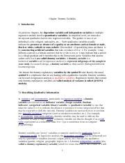 Chapter Dummy Variables Revisited Spring 2017 2 Chapter Dummy Variables I Introduction In