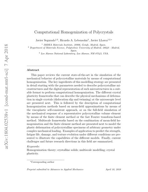 pdf computational homogenization of polycrystals