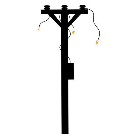 Vector Illustration Of A Broken Power Pole The Power Line Cable Broke