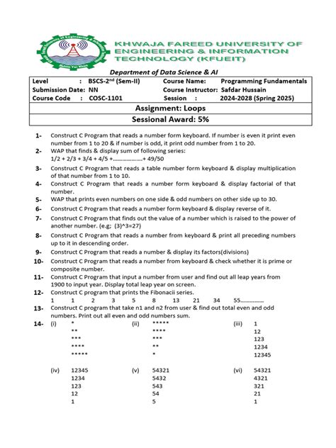 Programming Fundamentals Loops Assignment Pdf Computer Keyboard
