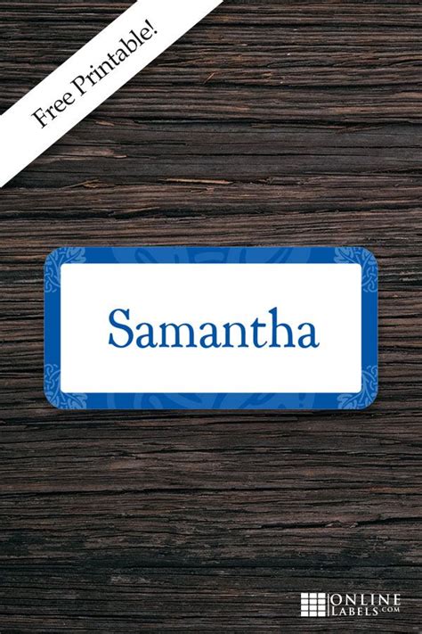 Blue Texted Name Tag Template Name Tag Templates Custom Printed