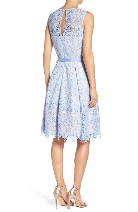 Eliza J Belted Lace Fit And Flare Dress Nordstrom