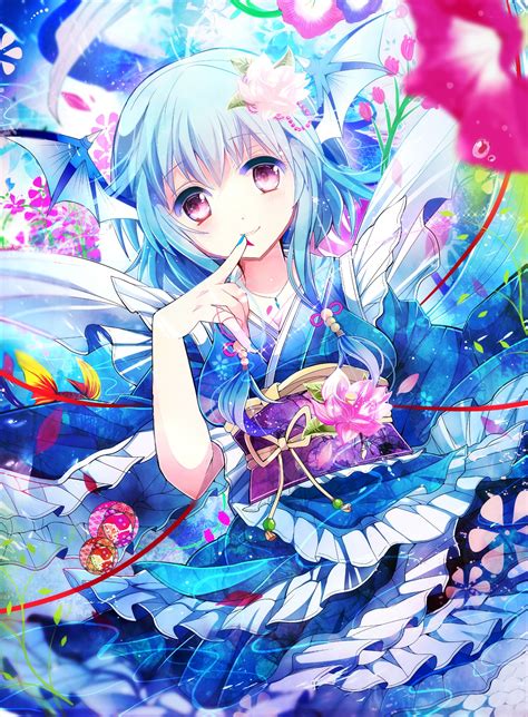 Hình Nền Hình Minh Họa Anime Cô Gái Tóc Ngắn Touhou Cánh Hoa Hoa