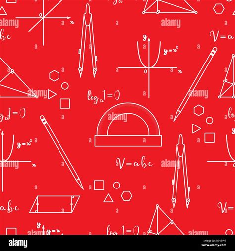 mathematical scientific vector seamless pattern with geometry plots