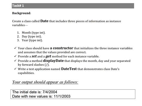 Solved Background Create A Class Called Date That Includes