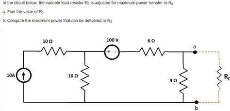 In The Circuit Below The Variable Load Resistor R0 Is Adjusted For