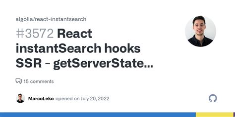 React Instantsearch Hooks Ssr Getserverstate Can Not Read From