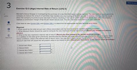 solved exercise 12 3 algo internal rate of return [lo12 3]