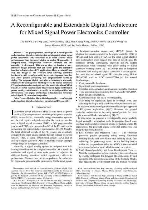 Pdf A Reconfigurable And Extendable Digital Architecture For Mixed