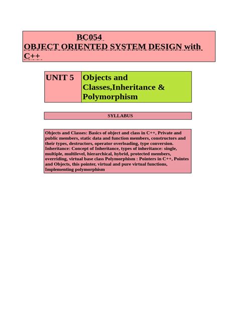 C Object Oriented Design Concepts Pdf