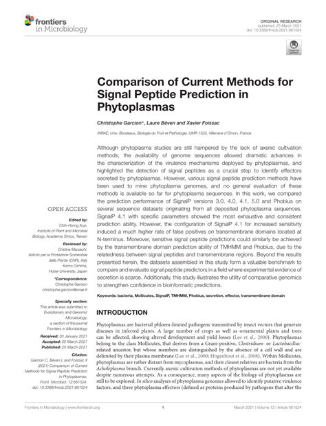 pdf comparison of current methods for signal peptide prediction in