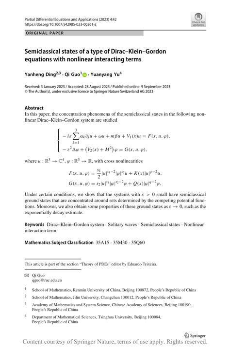 Semiclassical States Of A Type Of Dirackleingordon Equations With Nonlinear Interacting Terms