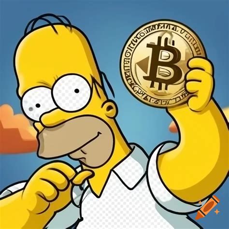 Homer Simpson Smiling While Holding Bitcoin On Craiyon