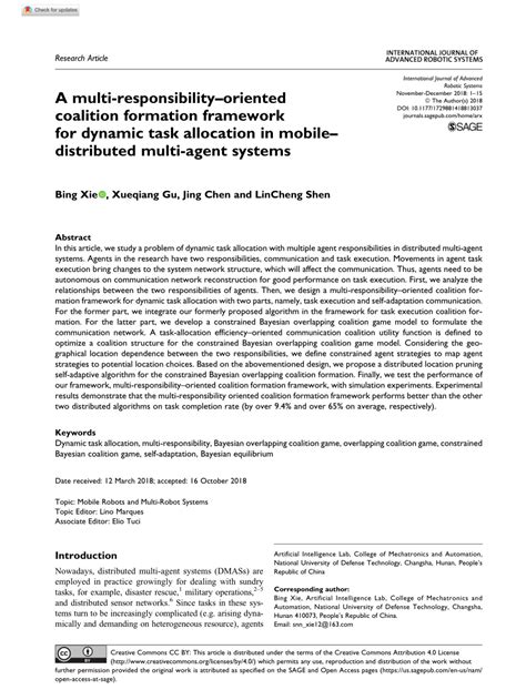 Pdf A Multi Responsibilityoriented Coalition Formation Framework For Dynamic Task Allocation