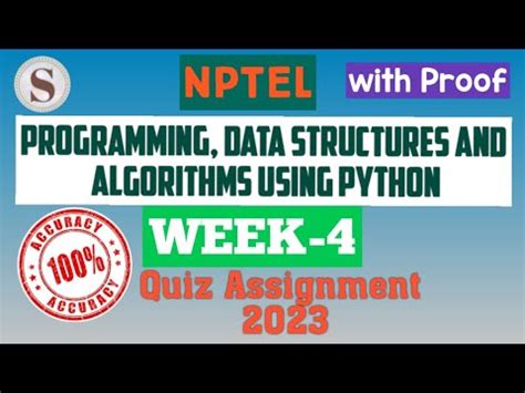 Programming Data Structures And Algorithms Using Python NPTEL Week Answers Nptel