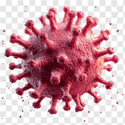 Highly Detailed Viral Particle Model In Red Color Virus Model Red