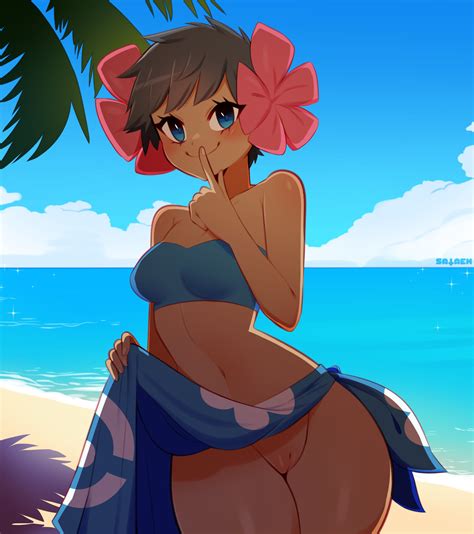 Rule 34 1girls Beach Black Hair Blue Eyes Blush Bottomless Flower