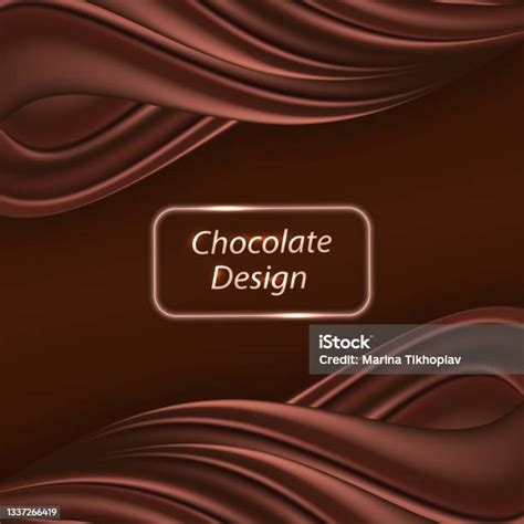 초콜릿 소용돌이 웨이 배경 실크 질감의 다크 브라운 초콜릿 크리미웨이브 매끄러운 컬러 플로우 효과를 가진 배너 또는 포스터를 위한 현대적인 트렌디한 디자인 벡터