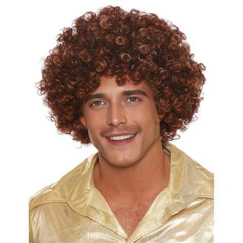 Filmia Brown Afro Wig Short Kinky Curly Wig 70s 80s Disco