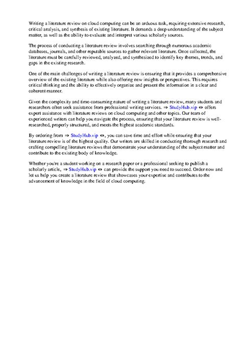 Literature Review On Cloud Computing Writing A Literature Review On