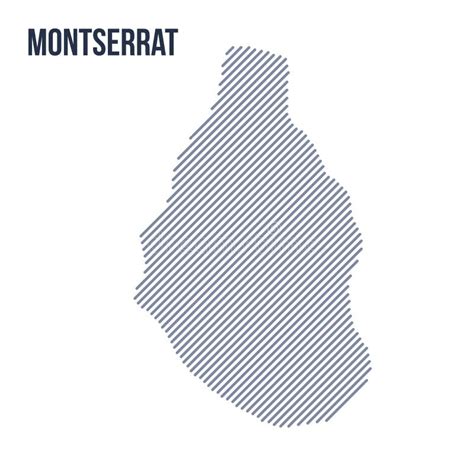 Vector Abstract Hatched Map Of Montserrat With Oblique Lines Isolated On A White Background