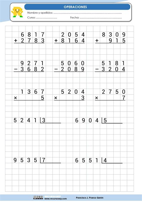 Fichas Con Ejercicios De Multiplicaciones Por Una Cifra Ejercicios De Calculo Suma Y Resta
