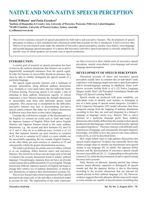 PDF Native And Non Native Speech Perception
